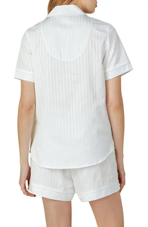 BEDHEAD PAJAMAS 3d Stripe Organic Cotton Sateen Short Pajamas - White