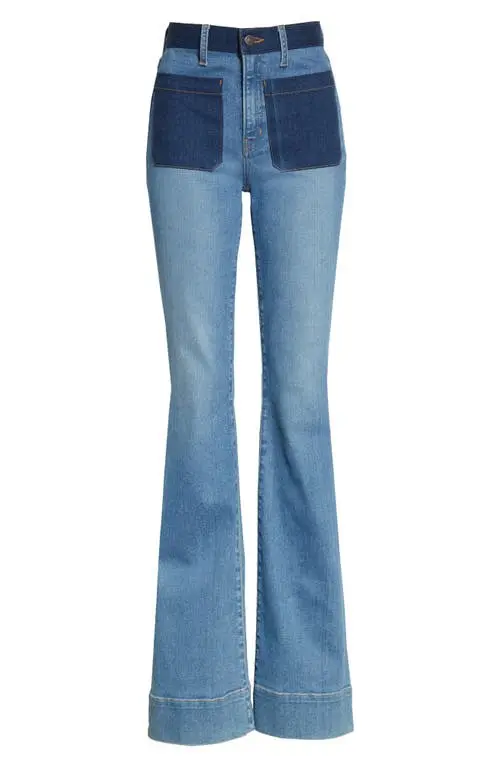 Veronica Beard Florence Colorblock Flare Jeans