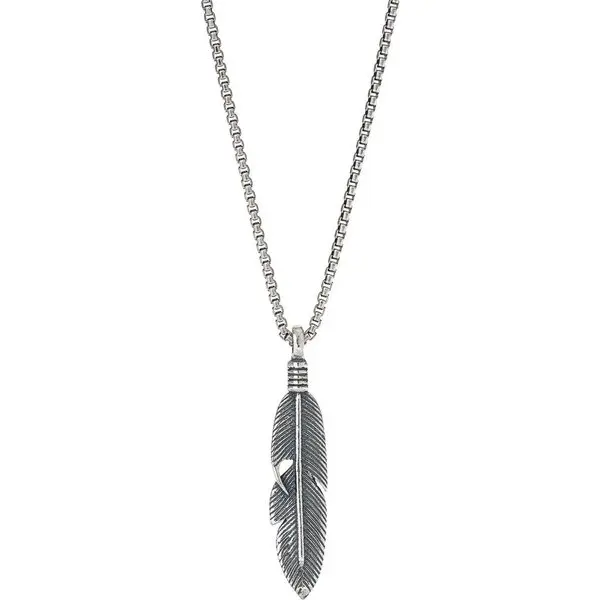 DEGS & SAL Feather Pendant Necklace - Silver
