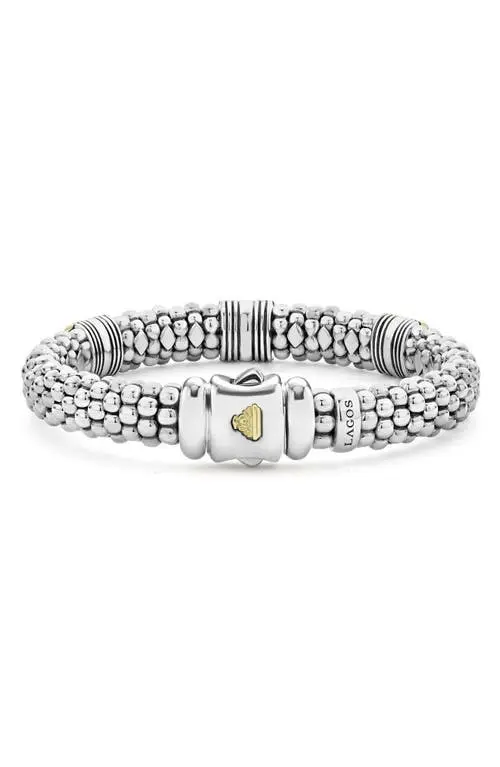 Lagos Fluted & Diamond Station Bracelet