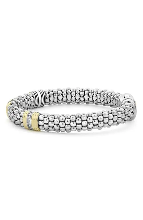 Lagos Fluted & Diamond Station Bracelet