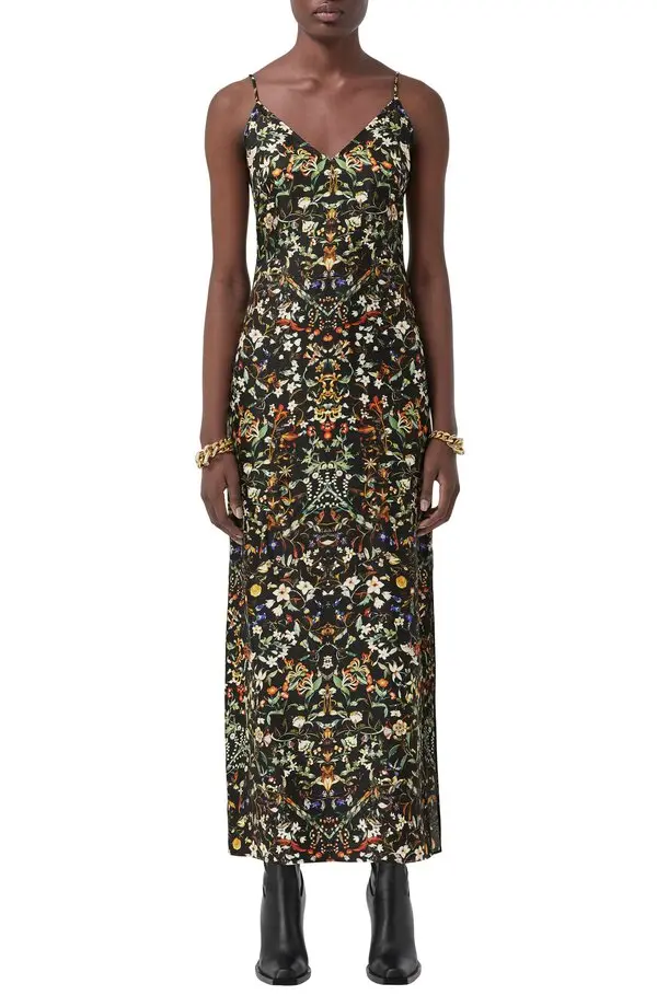 Burberry Maris Floral Silk Slip Dress - Black Ip Pattern | Editorialist