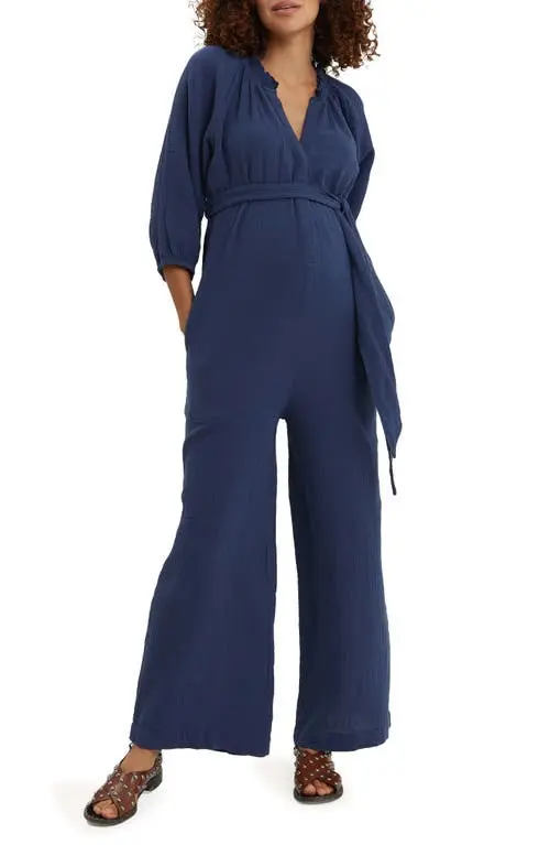 NOM MATERNITY Alma Jumpsuit - Navy