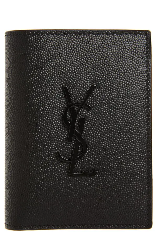 Saint Laurent Monogram Pebbled Leather Bifold Walletblack