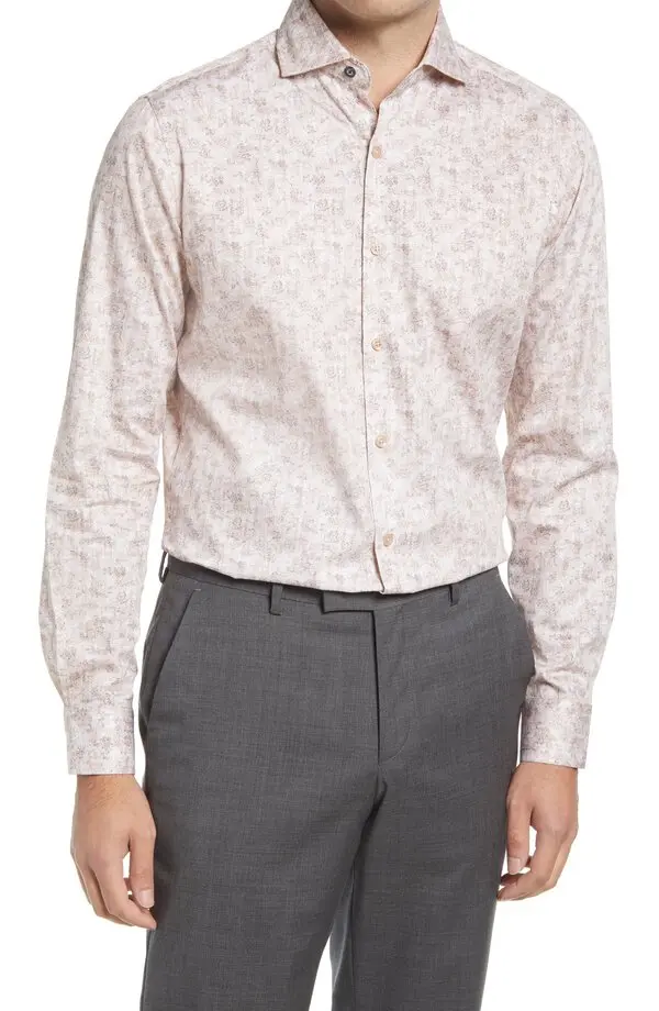 slim fit dress slacks Duchamp London Men's Modern Dot Dress Shirt main image 1