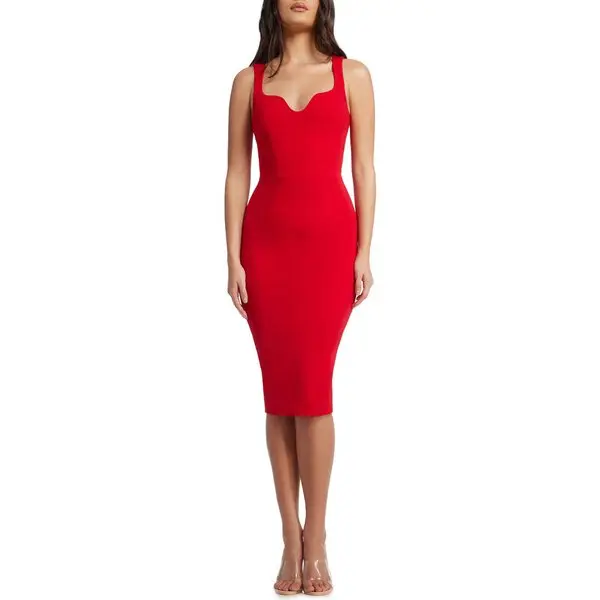 Dress The Population Sloane Sleeveless Sheath Dress - Rouge