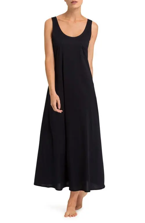 Hanro Cotton Deluxe Long Tank Gown - 019 - Black