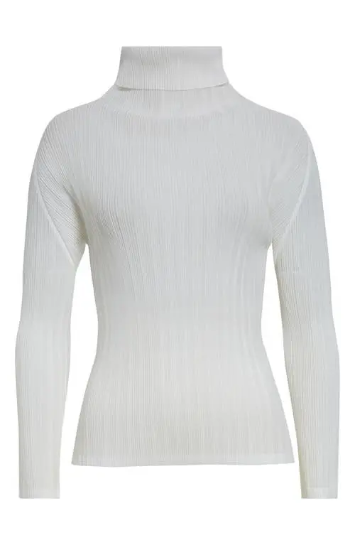 Issey Miyake Pleated Long Sleeve Turtleneck - White
