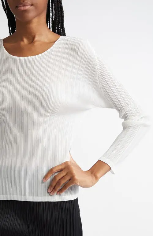 Issey Miyake Pleated Long Sleeve Top - White