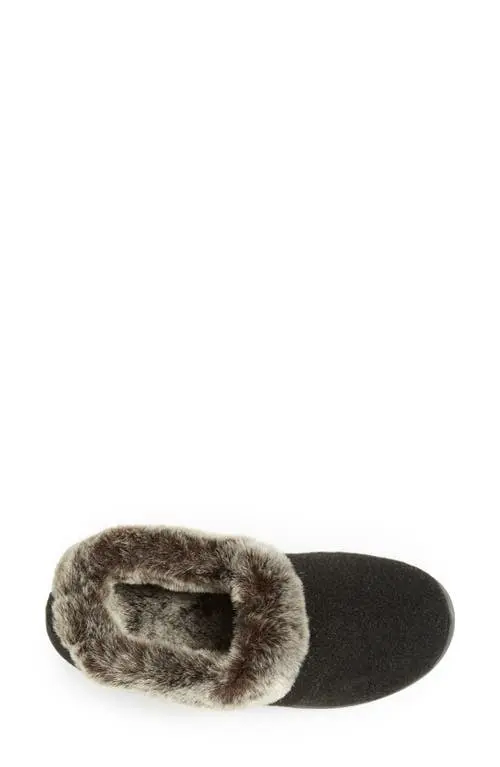 Acorn Faux Fur Slipper - Black