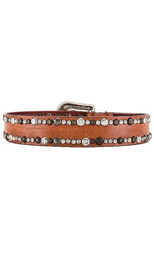 Golden Goose Washed Leather Studs Lace Belt In Brown - Cuoio  display picture 2