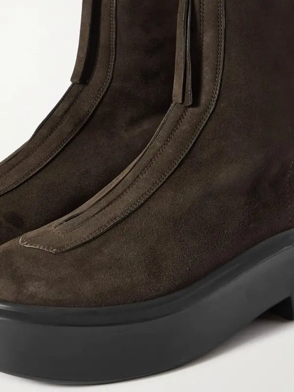THE ROW Suede Platform Ankle Boots