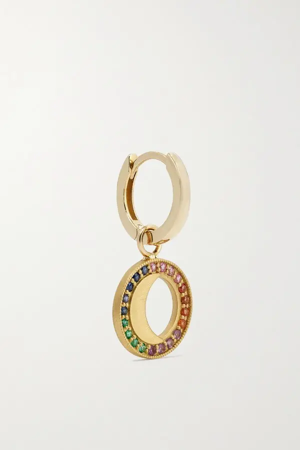 ANDREA FOHRMAN 18-karat And 14-karat Multi-stone Single Hoop Earring - Gold