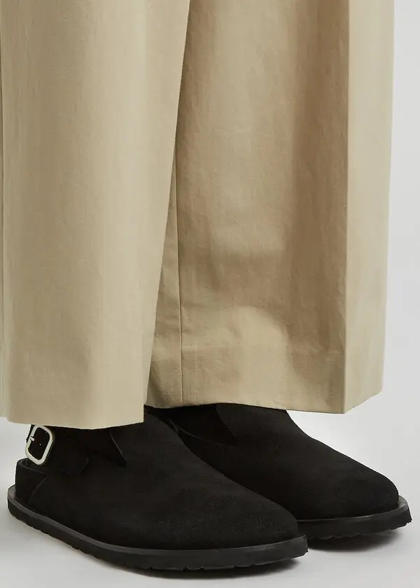 Jil Sander X Birkenstock Berlin Suede Sliders In Black - 33% Off
