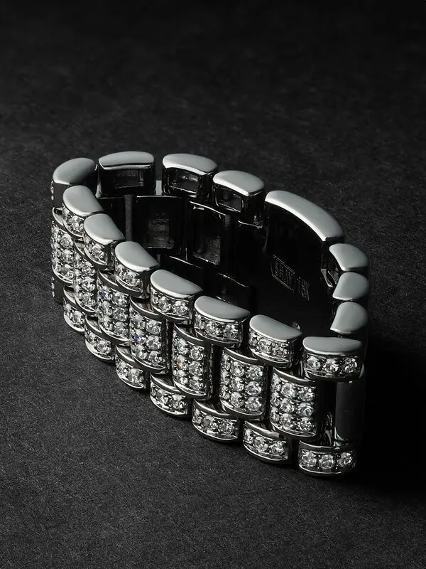 Shay 18-karat Blackened Gold Diamond Ring - Silver