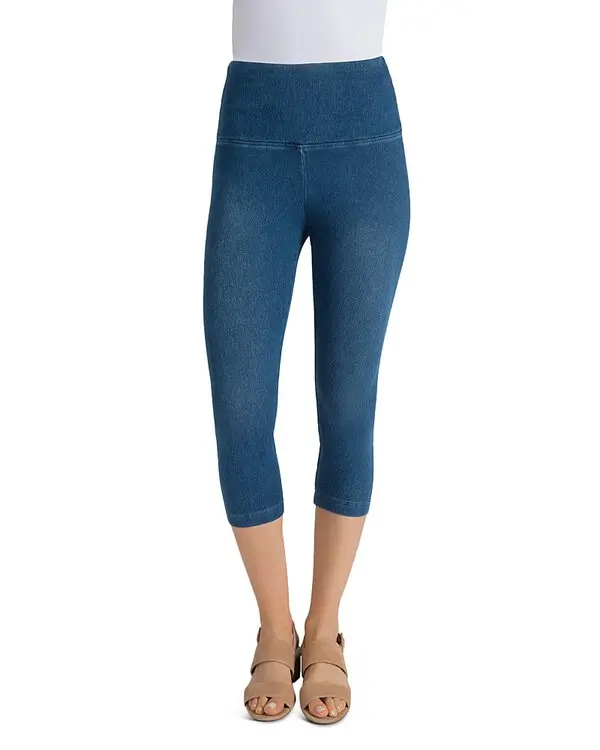 Lyssé Denim Capri Leggings - Mid Wash