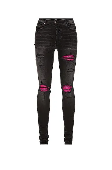 Amiri Mx1 Cracked Pink Leather In Black