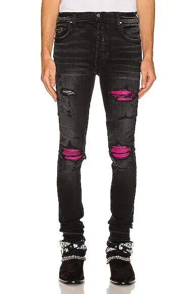 Amiri Mx1 Cracked Pink Leather In Black