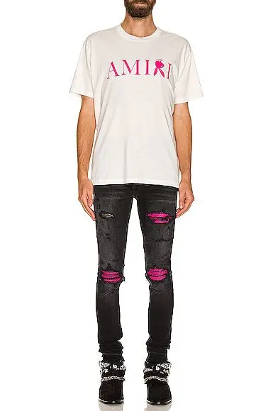 Amiri Mx1 Cracked Pink Leather In Black