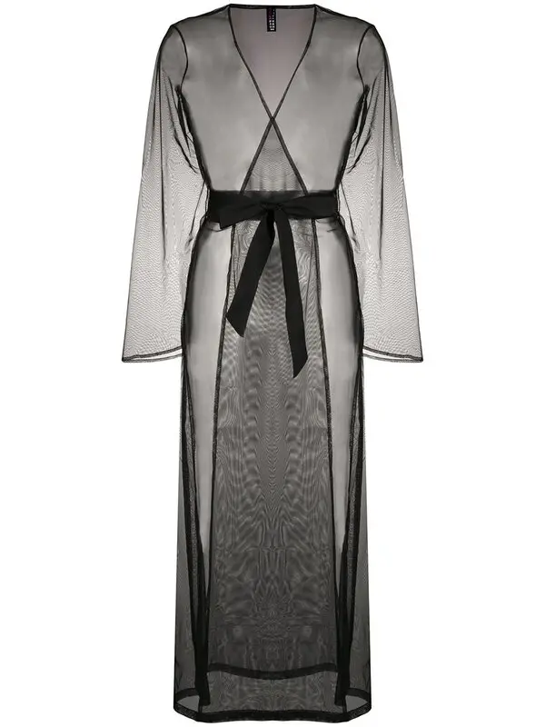 MAISON CLOSE Madame Rêve Sheer Belted Robe - Black