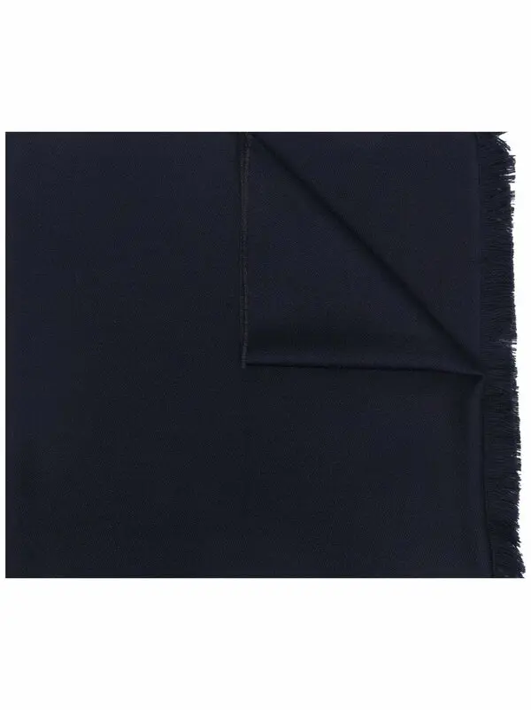 Emporio Armani Frayed-hem Wool Scarf - Blue