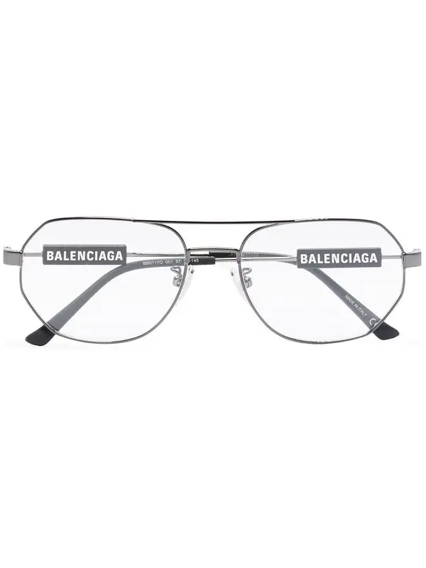 Balenciaga Logo Navigator Glasses - Grey