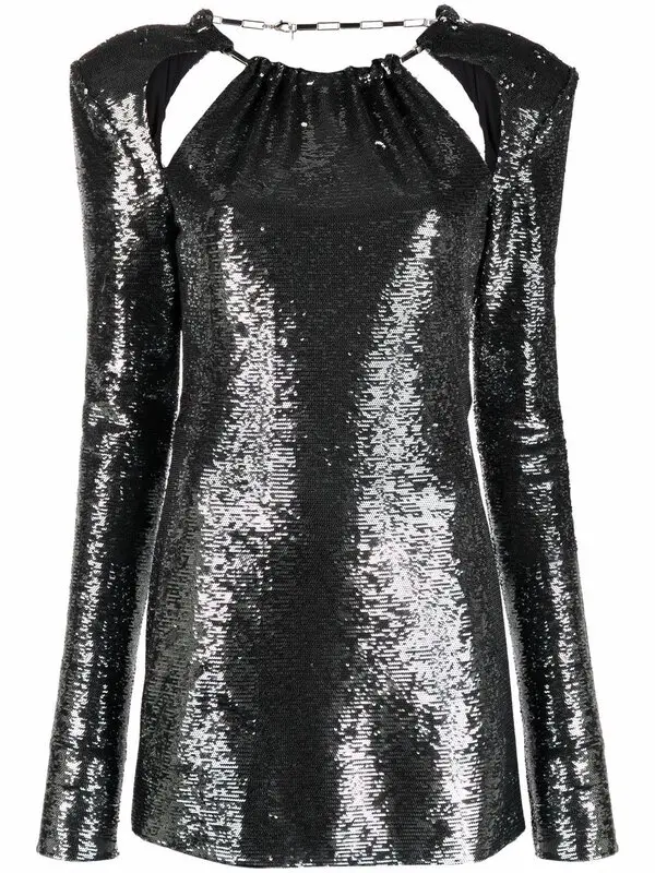 Attico Sequin-embellished Mini Dress - Grey