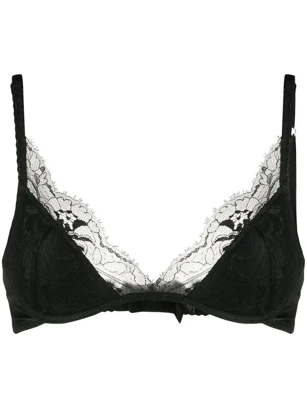 FLEUR OF ENGLAND Lace-embellished Plunge Bra - Black