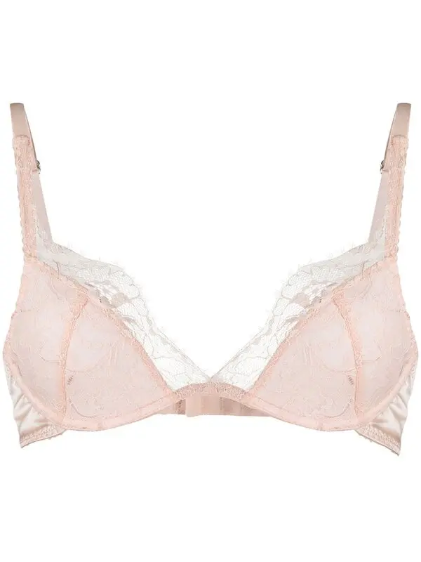 FLEUR OF ENGLAND Lace-embellished Plunge Bra - Pink