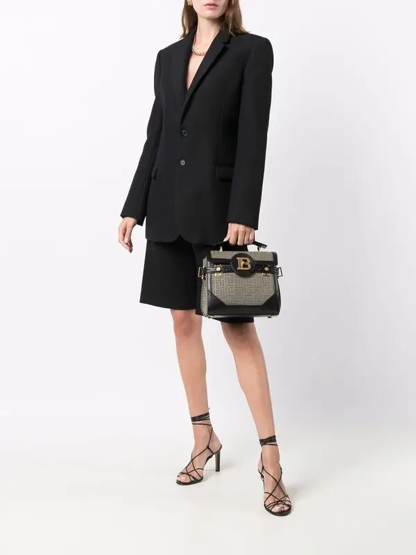 Balmain Embossed-monogram Leather-trim Tote