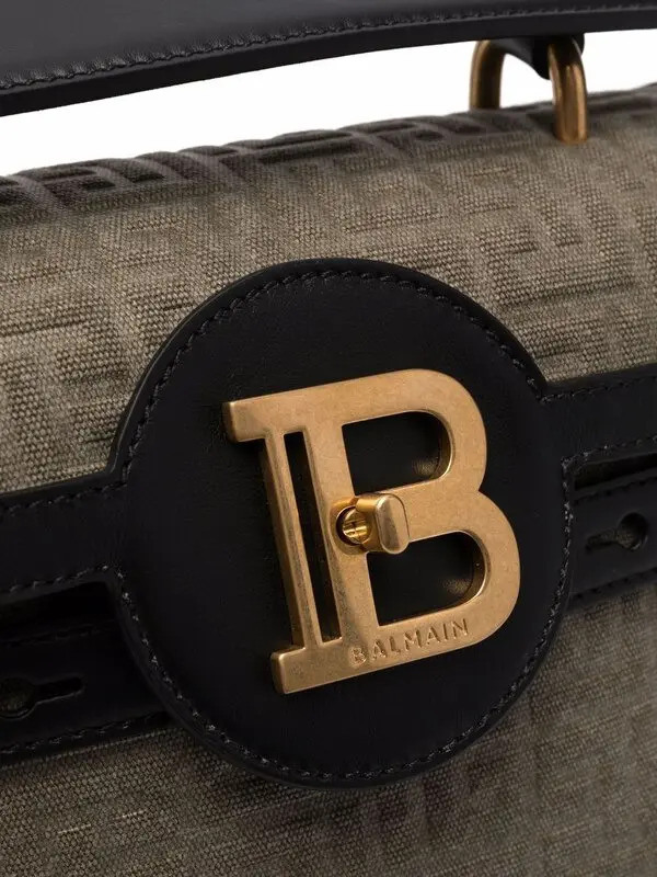 Balmain Embossed-monogram Leather-trim Tote