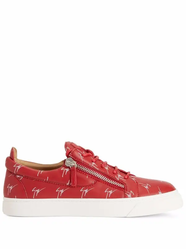 GIUSEPPE ZANOTTI Frankie Signature Double-zip Low-top Sneakers - Red