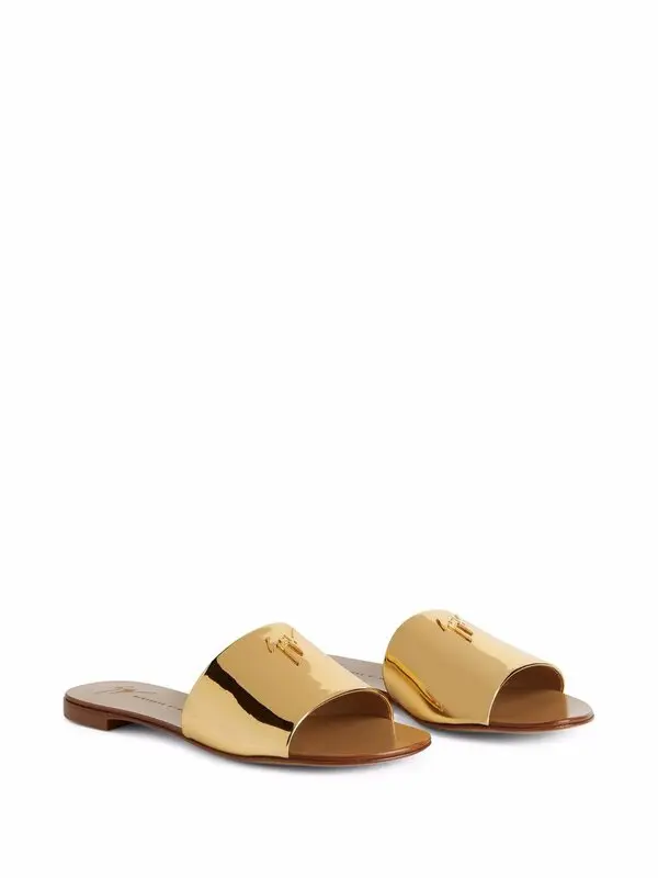 GIUSEPPE ZANOTTI Shirley Metallic Flat Sandals - Gold
