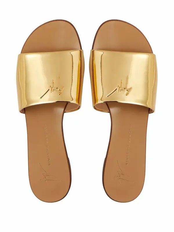 GIUSEPPE ZANOTTI Shirley Metallic Flat Sandals - Gold