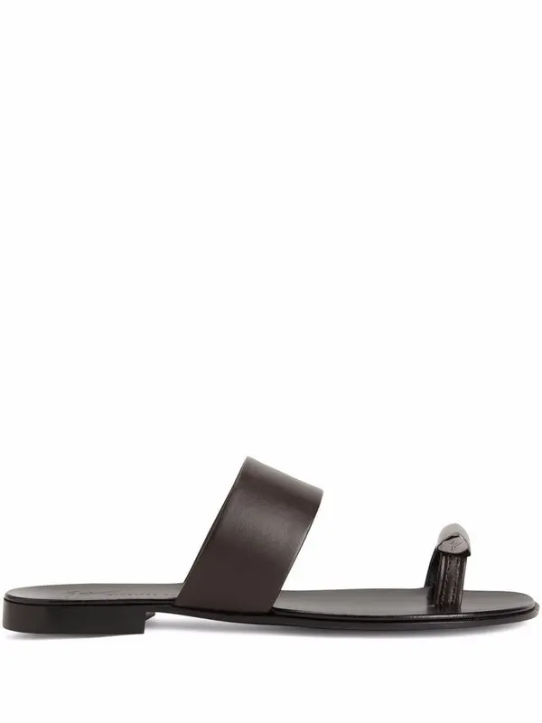 GIUSEPPE ZANOTTI Norbert Leather Toe-loop Sandals - Brown