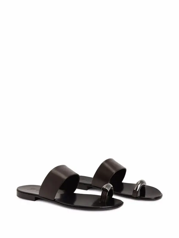 GIUSEPPE ZANOTTI Norbert Leather Toe-loop Sandals - Brown