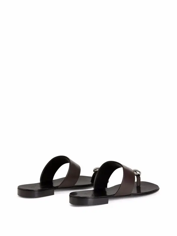 GIUSEPPE ZANOTTI Norbert Leather Toe-loop Sandals - Brown