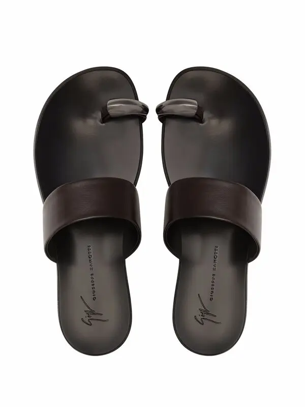 GIUSEPPE ZANOTTI Norbert Leather Toe-loop Sandals - Brown
