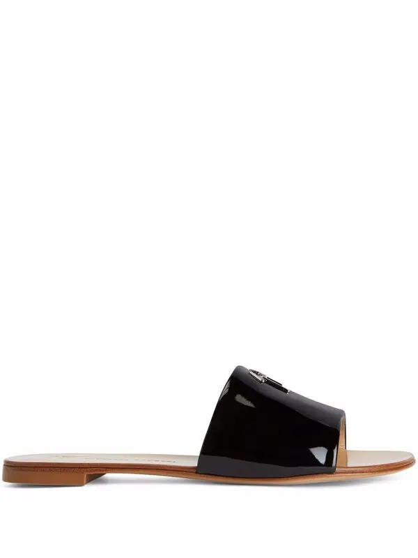 GIUSEPPE ZANOTTI Shirley Patent-effect Sandals - Black