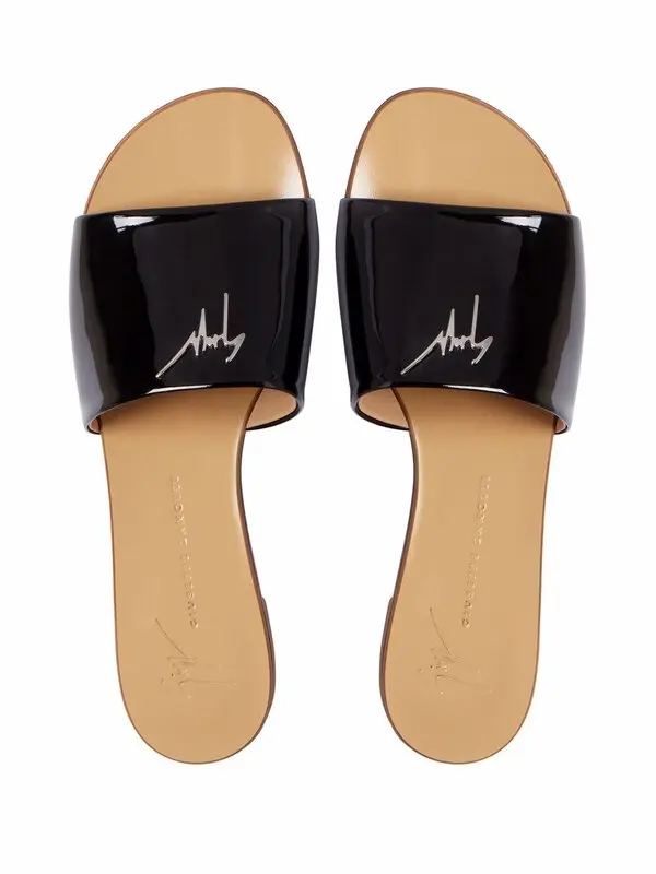GIUSEPPE ZANOTTI Shirley Patent-effect Sandals - Black