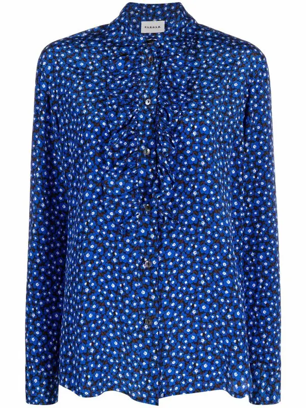 P.a.r.o.s.h Ruffle-trim Shirt - Blue