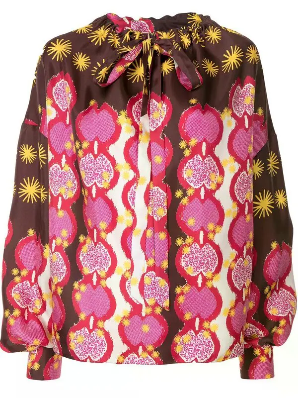 TOD'S Patterned Silk Blouse - Pink