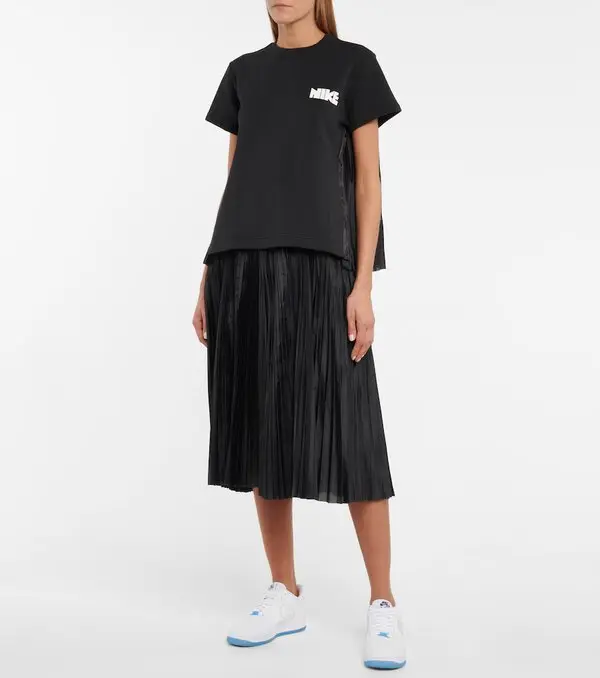 sacai NIKE HYBRID Tシャツ WMNS) Nike x sacai Splicing Logo Short Sleeve T-Shirt 'White