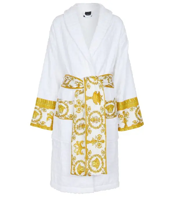 Versace Baroque Cotton Bathrobe - White