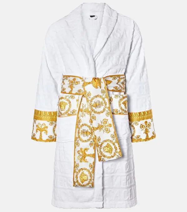 Versace Baroque Cotton Bathrobe - White