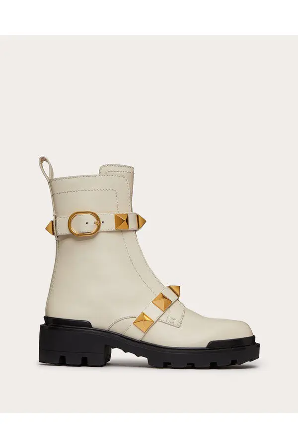 Valentino Garavani Roman Stud Calfskin Combat Boot 40mm