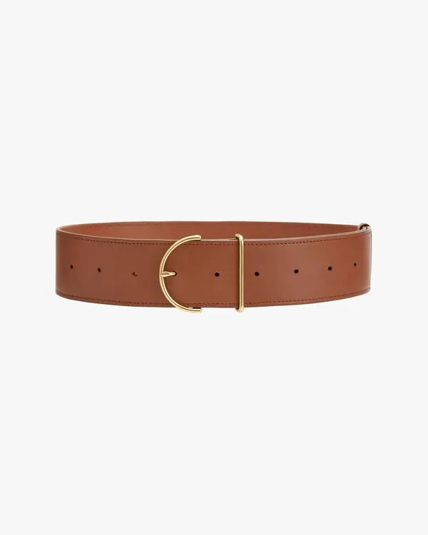 Cuyana Wide Leather Belt - Chestnut
