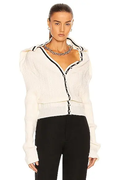 Y/Project Classic Ruffle Necklace Cardigan In Cream - 44% Off 