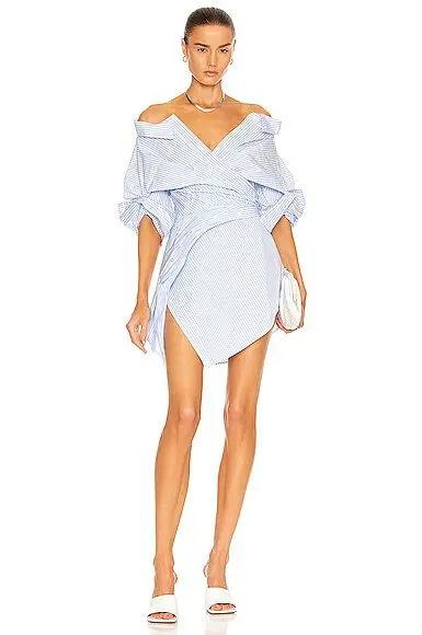 slim fit dress slacks Alexander Wang Falling Shoulder Shirt Dress W White – Brandosa.com main image 1
