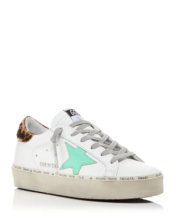 GOLDEN GOOSE Hi Star Real Calf Hair Low Top Sneakers - White/green